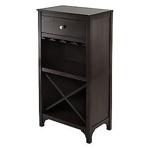 Winsome Ancona X Shelf Modular Wine Cabinet With 1-Drawer, Glass Rack, Dark Espresso (92745)