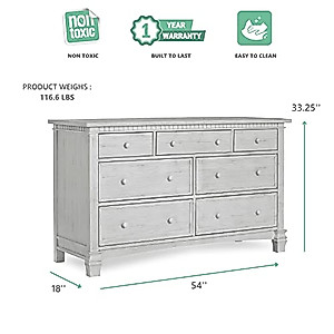 Evolur Cheyenne and Santa Fe Double Dresser, Antique Mist