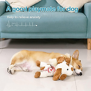 WEOK Heartbeat Puppy Toy with Heat Packs for Pets,Dog Heartbeat Toy for Separation Anxiety Relief, Puppy Toy with Heartbeat Stuffed Animal Anxiety Calming Behavioral Aid Plush Toy for Dogs Cats Pets