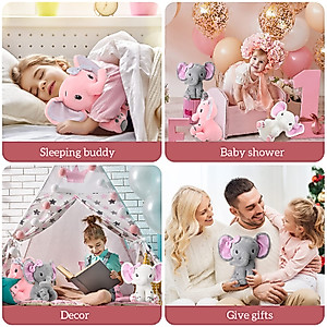 6 Pieces Elephant Stuffed Animals 8 Inch Big Ear Stuffed Elephant Animal Plush Toy Gift for Baby Shower Boys Girl, Woodland Nursery Bed Decor Birthday Party Supplies