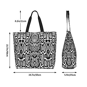 Gelxicu Snake Shoulder Tote Bags Snake Skin Casual Bag Shoulder Handbags Shopping Women Grocery Bags