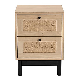 Baxton Studio Cherelle Storage & Organization, 2-Drawer, Light Brown/Black