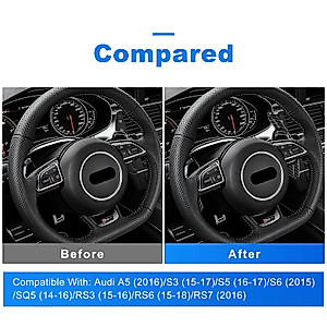 AIRSPEED Car Steering Wheel Paddles Carbon Fiber Steering Wheel Shift Paddle Extended Shifter Trim Cover Accessories for Audi A5 S3 S5 S6 SQ5 RS3 RS4 RS5 RS6 RS7, Black