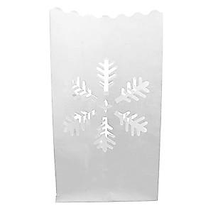 CleverDelights White Luminary Bags - 20 Count - Snowflake Design - Christmas Holiday Luminaria