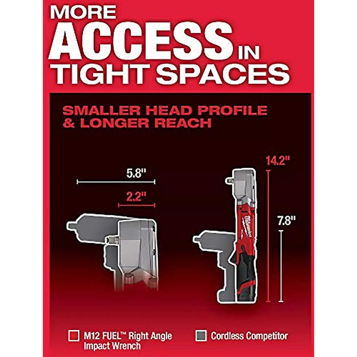 Milwaukee M12 FUEL 1/2" Right Angle Impact Wrench - No Battery, No Charger, Bare Tool Only