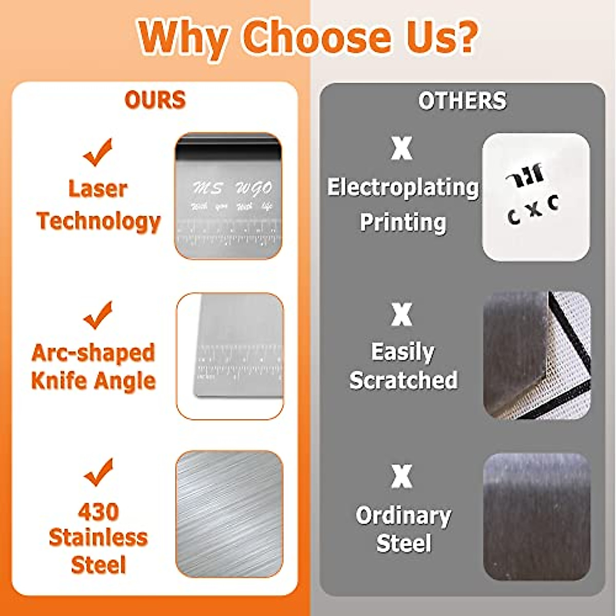 Pro Dough Pastry Scraper/Cutter/Chopper Stainless Steel Mirror Polished with Measuring Scale Multipurpose- Cake, Pizza Cutter - Pastry Bread Separator Scale Knife (1)