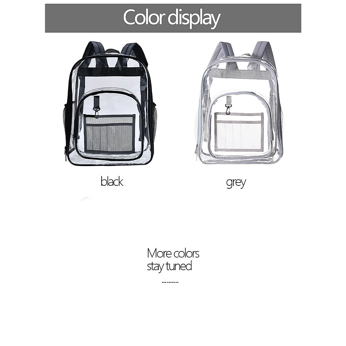 Fei Fan PVC fashion transparent backpack, heavy duty transparent backpack XL, men, women, daily life, work, travel. (Black)