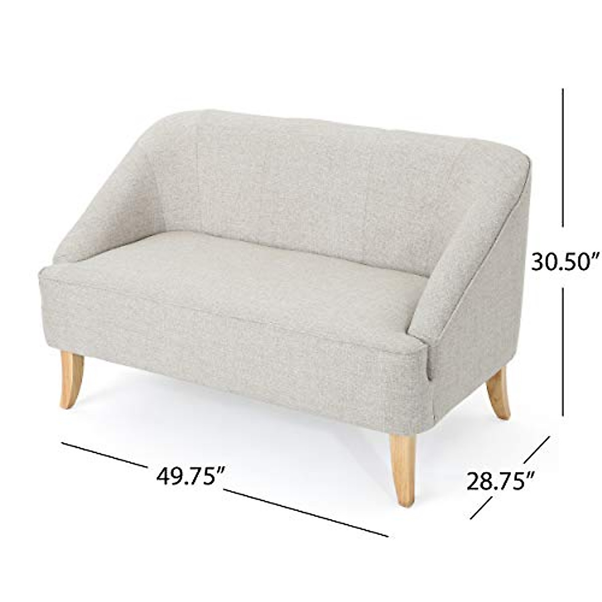Christopher Knight Home Justus Mid-Century Modern Fabric Loveseat, Beige / Natural