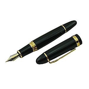 Jinhao 159 Vivid Black Fountain Pen (Gold Trim)