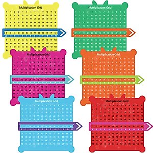 Outus 12 Pieces Multiplication Grid Slidable Education Multiplication Tables with Viewer Window for Classroom Teacher Supplies Elementary School Students and Homeschooling (Multicolor)