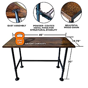 Industrial Pipe Desk Work From Home Set Up, Rustic Industrial Desk Home, Rustic Pipe Table With Industrial Pipe Desk, Industrial Computer Desk Workstation Metal Industrial Desk Style Modern Study Desk