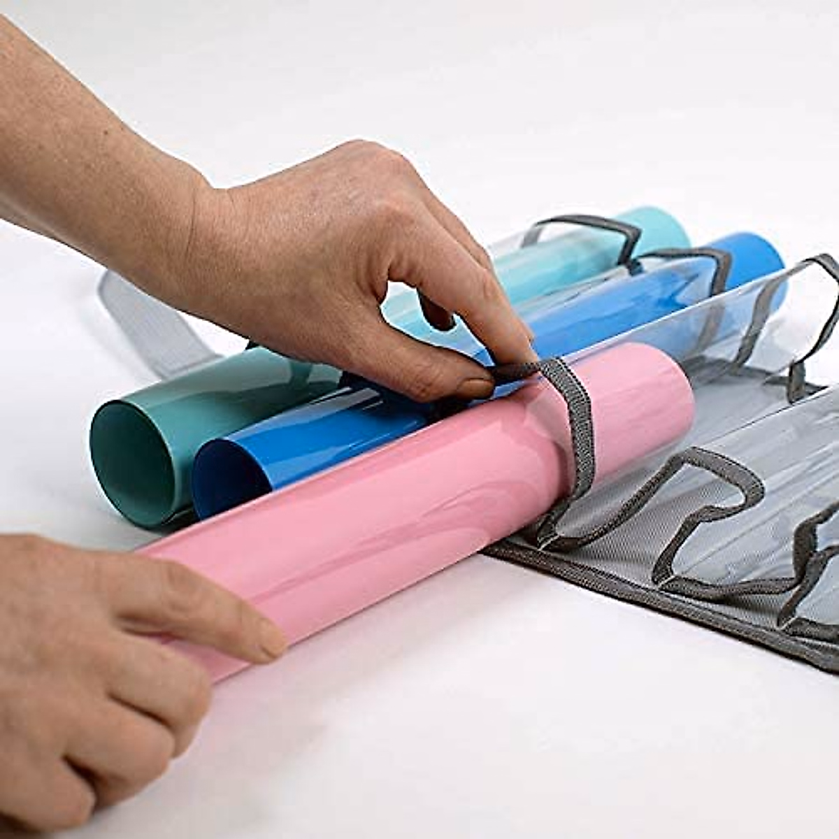 lixinhu Vinyl Roll Holder, 24 Compartments Craft Rack Roll Holder Wall Mount/Over Door Roll Storage Rack,Craft Organizer Vinyl Storage Rack | Hanging Organizer Storage