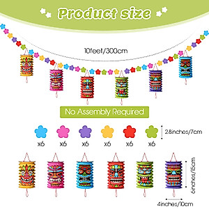 Tiki and Flowers Lanterns Banners Hawaiian Party Decorations Tiki Luau Party Decoration Tropical Decor Summer Garland Lanterns Aloha Hanging Decoration for Bars Festival Home Birthday Outdoor(2 Pcs)