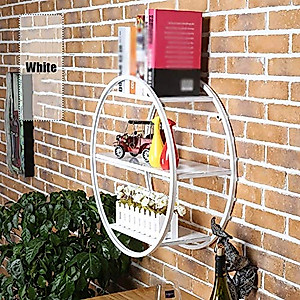 PIBM Stylish Simplicity Shelf Wall Mounted Floating Rack Shelves Round Shape Iron Art Storage Bookshelf Bar Living Room,2 Colours,3 Layers, White , 70x24x70cm