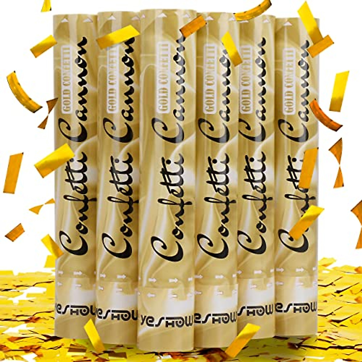 Confetti Cannon Party Poppers Gold,(6 pack)YESHOW Confetti Shooters Blaster for Birthday Graduation Wedding Christmas New Year’s Eve and Any Celebrations