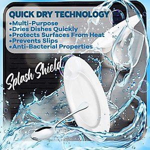 XXL Silicone Dish Drying Mat for Kitchen Counter or Under Sink, 24" x 18" Extra Large, Waterproof Pet Feeding Mat, Dog Food, Water Bowls, Under Drying Racks for Dishes, Coffee Bars, Bar Mats (Black)