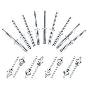 Jersvimc 3/16" x 1" Trifold Exploding Pop Rivets, Solid Aluminum Tri Grip Rivets Bulb Style Rivets Large Flange Rivets Big Headed Rivets for Kayak Marine Boat - 50Pcs
