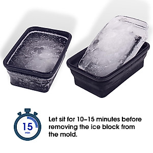 Extra Large Ice Block Mold for Ice Bath Cold Plunge Accessories, 4 Pack for 10LB Ice, Stackable Water Chiller Ice Tray Ice Cube Molds with Lids, Silicone Collapsible Food Storage Containers, Black