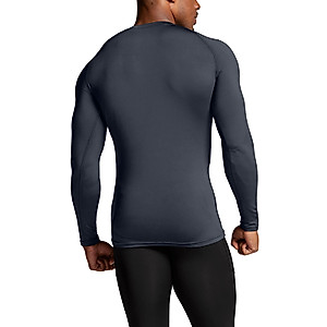 ATHLIO Men's Thermal Long Sleeve Compression Shirts, Winter Gear Sports Base Layer Top, Athletic Running T-Shirt, Active Top 3pack Black/Charcoal/Red, Medium