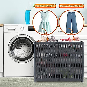 Doryh 82 L Plastic Collapsible Laundry Basket, 2 Packs, Folding Laundry Hamper with Lid