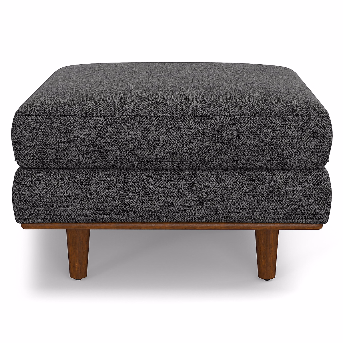 SIMPLIHOME Morrison 33 inch Wide Mid-Century Modern Ottoman in Charcoal Grey Woven-Blend Fabric, Assembled, for the Living Room, Entryway and Family Room