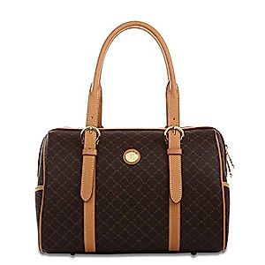 Rioni the Michigan Carrier St20272 Classic Signature Brown Canvas Leather Satchel Shoulder Bag