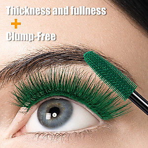 Waterproof Green Mascara with Folding Eyelash Comb Brush - Lengthening, Volumizing, Long-Lasting, Natural Eye Makeup (04 Green)