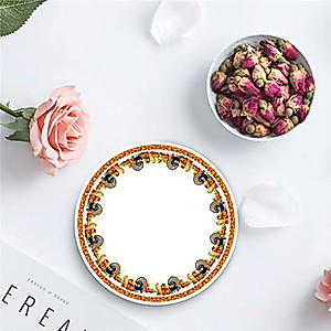 QUANJJ Fall Turkey Fruit Coasters Ceramic Set Round Absorbent Drink Coaster Coffee Tea Cup Placemats Table Mat (Color : D, Size : 6pcs)