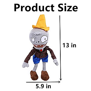 JHESAO 12" PVZ Plush Conehead Zombies Brown Coat Toys PVZ 1 2 Stuffed Soft Doll Roadblock Conehead Zombie New