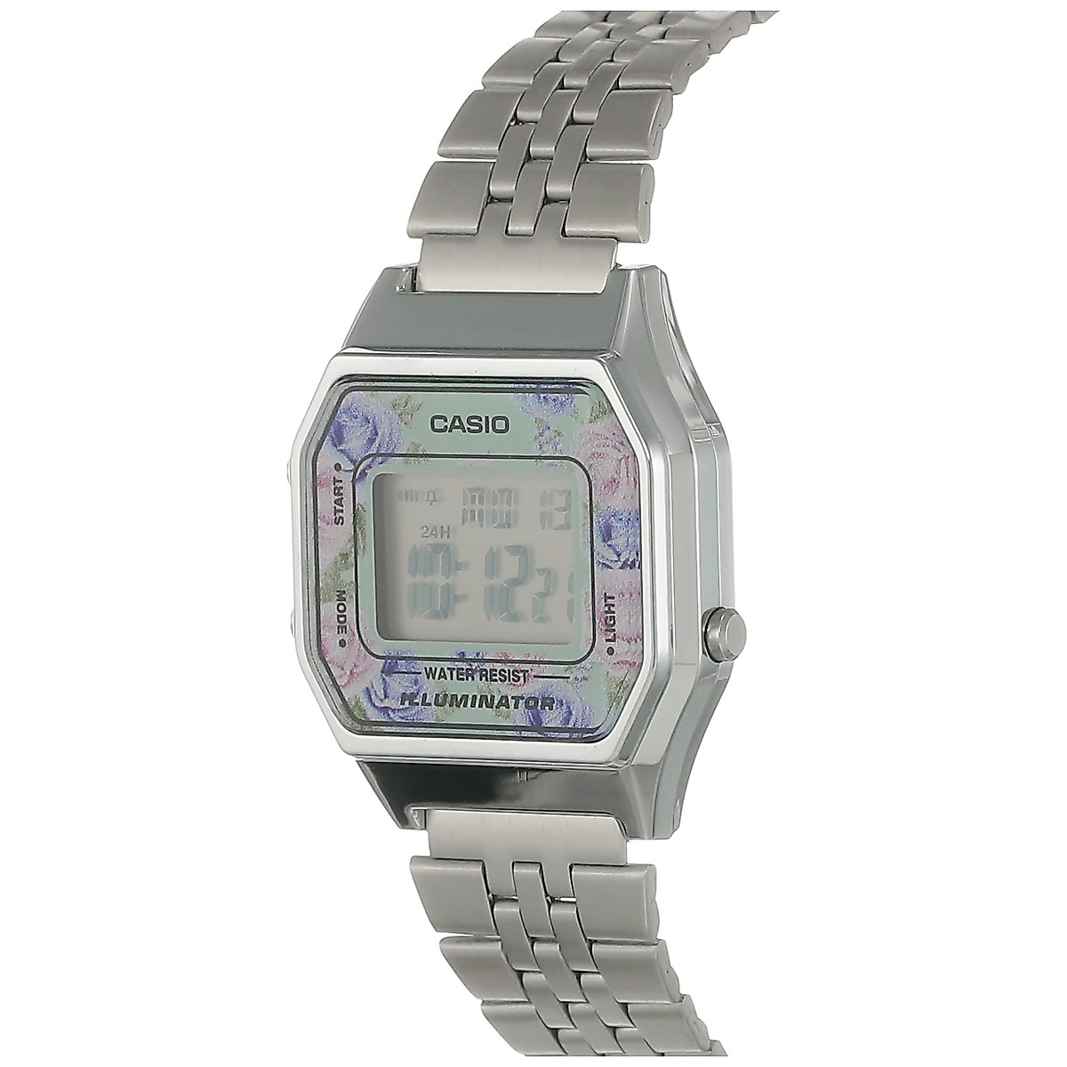 Casio LA680WA-2C Women's Vintage Floral Dial Alarm Chronograph Digital Watch