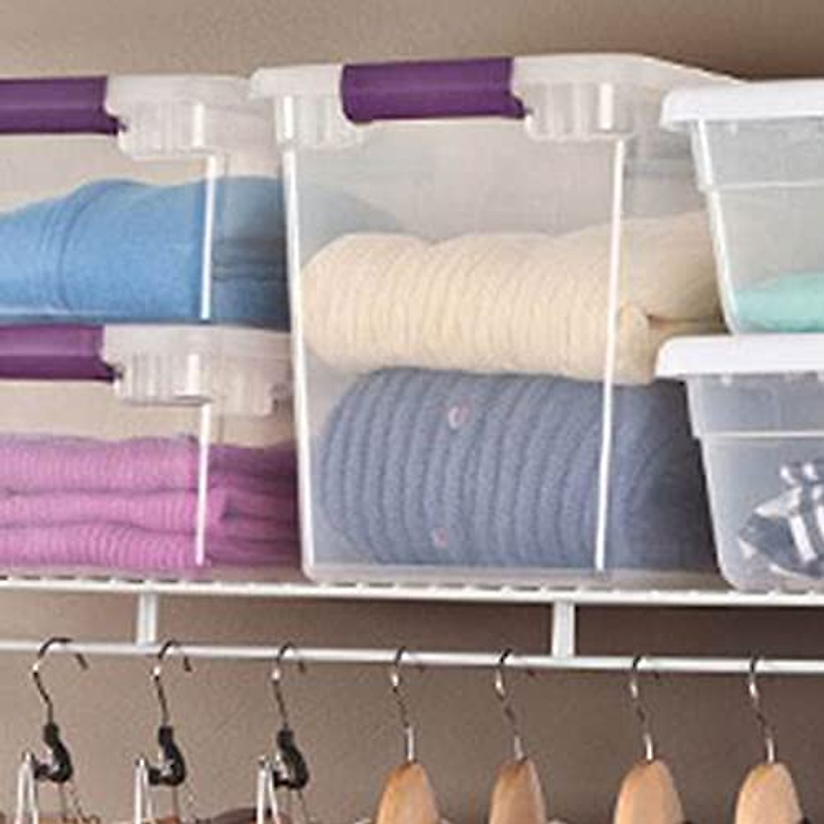 Sterilite 27 Quart Clear Latch Lid Storage Container Tote, 6 Pack, and 15 Quart Clear Latch Lid Storage Container Tote, 12 Pack for Home Organization