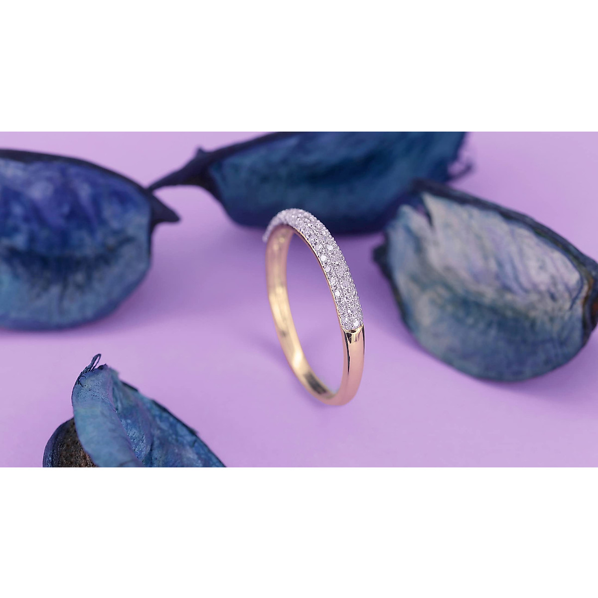 Dazzlingrock Collection 0.25 Carat (Ctw) Round Lab Grown White Diamond Stackable Wedding Band for Her in 10K Yellow Gold Size 5.5