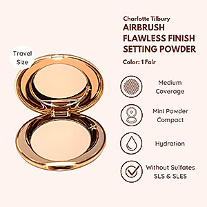 Charlotte Tilbury Mini Airbrush Flawless Finish Setting Pressed Compact Makeup Face Powder for Women - 1 Fair