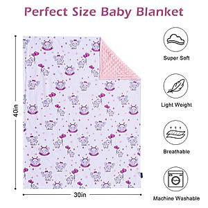 QSTEHEML Baby Blankets Super Soft for Boys Girls, Pink Minky Lightweight Elephant Blanket with Double Layer Unisex Newborn Travel Blanket for Toddler Nursery Crib Stroller, 30X40 Inches