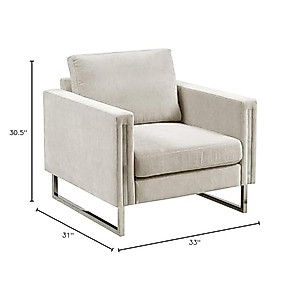 Dsnyu Arm Chair Modern, Unique Living Room Chair Accent Seating Solid Wood Ivory Comfy Home Furniture 31" Lx33 Wx30.50 H