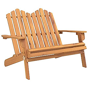 MINERWALL Adirondack Patio Bench 49.6" Solid Wood Acacia,Adirondack Patio Bench: All Weather Wooden Bench for Comfortable Outdoor Relaxation Patio Benches, Outdoor Furniture, Outdoor Benches