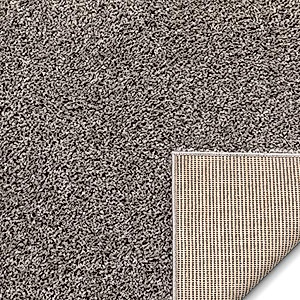 Well Woven Madison Shag Plain Grey Modern Solid Area Rug 5' x 7'2''
