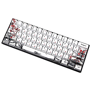 S-YUWEN 71 Keys PBT Keycaps Set - Five Sides Dye-subbed 71 Keys OEM Profile Keycaps 3 Languages for Standard Mechanical Gaming Keyboard DIY Unique Chinese Plum Blossom Theme, one size