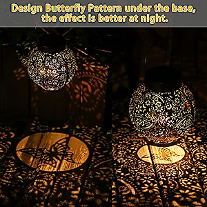 QMYPEACE Solar Lamp, Outdoor Solar Hanging Lanterns Waterproof Metal LED Decorative Christmas LightsSolar Lamp for Patio, Yard, Table, Pathway Decoration（Bronze）