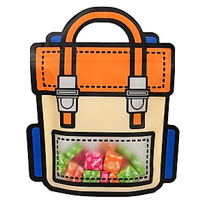 AHUIFT Cute Christmas Goodie Bags For Kids Party Favor Reusable Ziplock 2D Treat Bags With Handle For Candy, Snack, Birthday, Party Gift BackPack Style 10 PCS Orange