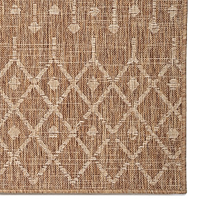 Sherloom Modern Geometric Indoor Outdoor Area Rug Weather Resistant Outdoor Carpet for Porch Deck Balcony Backyard Patio Rug 8x10 Beige, Brown