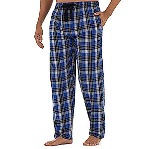 IZOD Men's Poly-Rayon Yarn-dye Woven Sleep Pant Pajama Bottom, Blue Plaid, Large