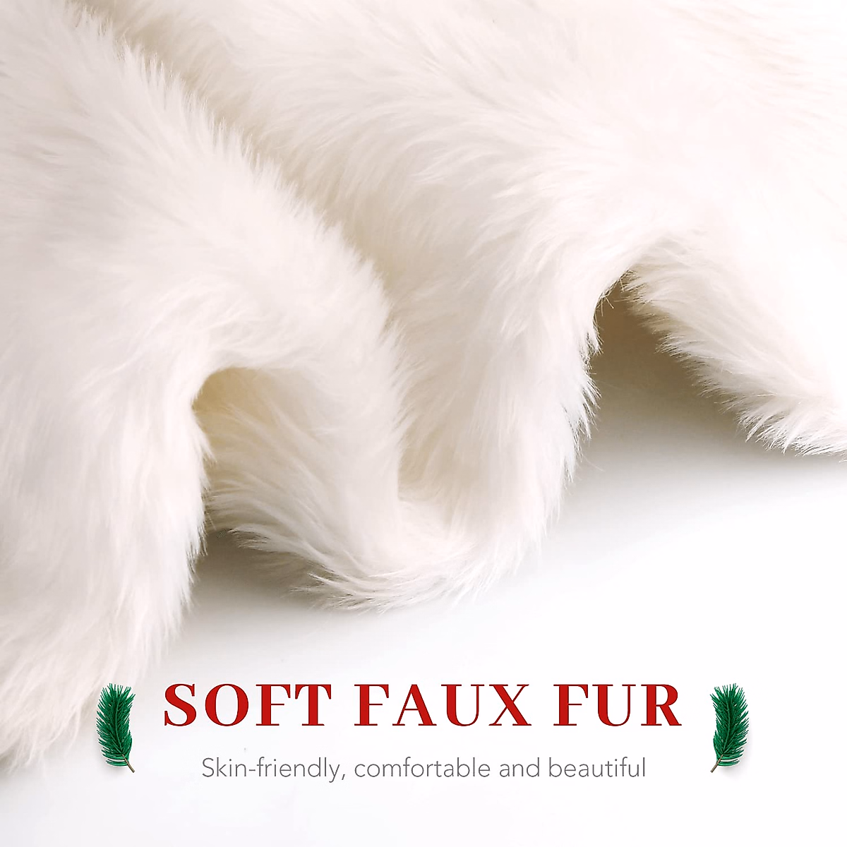 Funux Faux Fur Christmas Tree Skirt - 48 inch Plush White Luxury Skirt for Xmas Tree Holiday Decorations