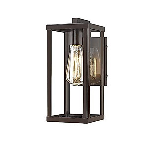 Odeums Outdoor Wall Lantern, Exterior Wall Mount Lights, Outdoor Wall Sconces, Wall Lighting Fixture in Oil Rubbed Finish with Clear Glass (Oil Rubbed Bronze-Wall Light, 2 Pack)