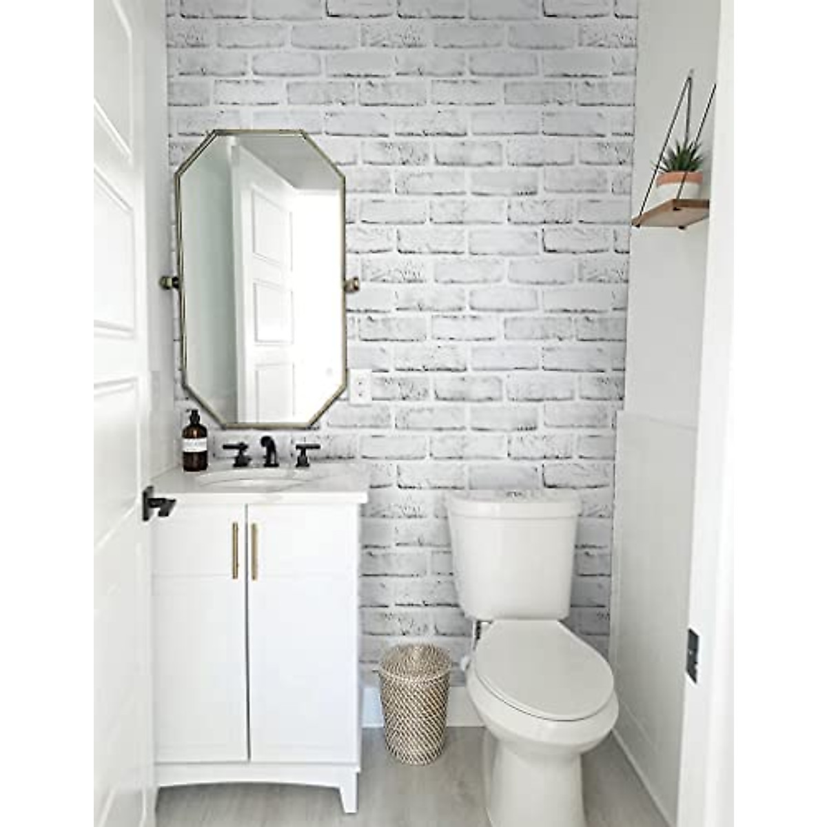 Timeet Brick Wallpaper Peel and Stick Wallpaper White Grey Brick Contact Paper 3D Brick Wall Paper Stick and Peel Wallpaper Removable for Bedroom Living Room Decoration 17.7in x 78.7in