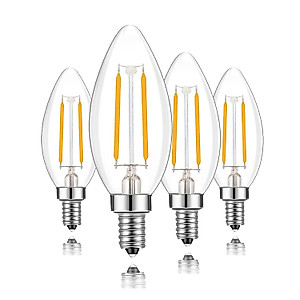 Lamsky E14 European Base LED Filament Edison Bulb, 2W Warm White 2700K, No-Dimmable (4-Pack)