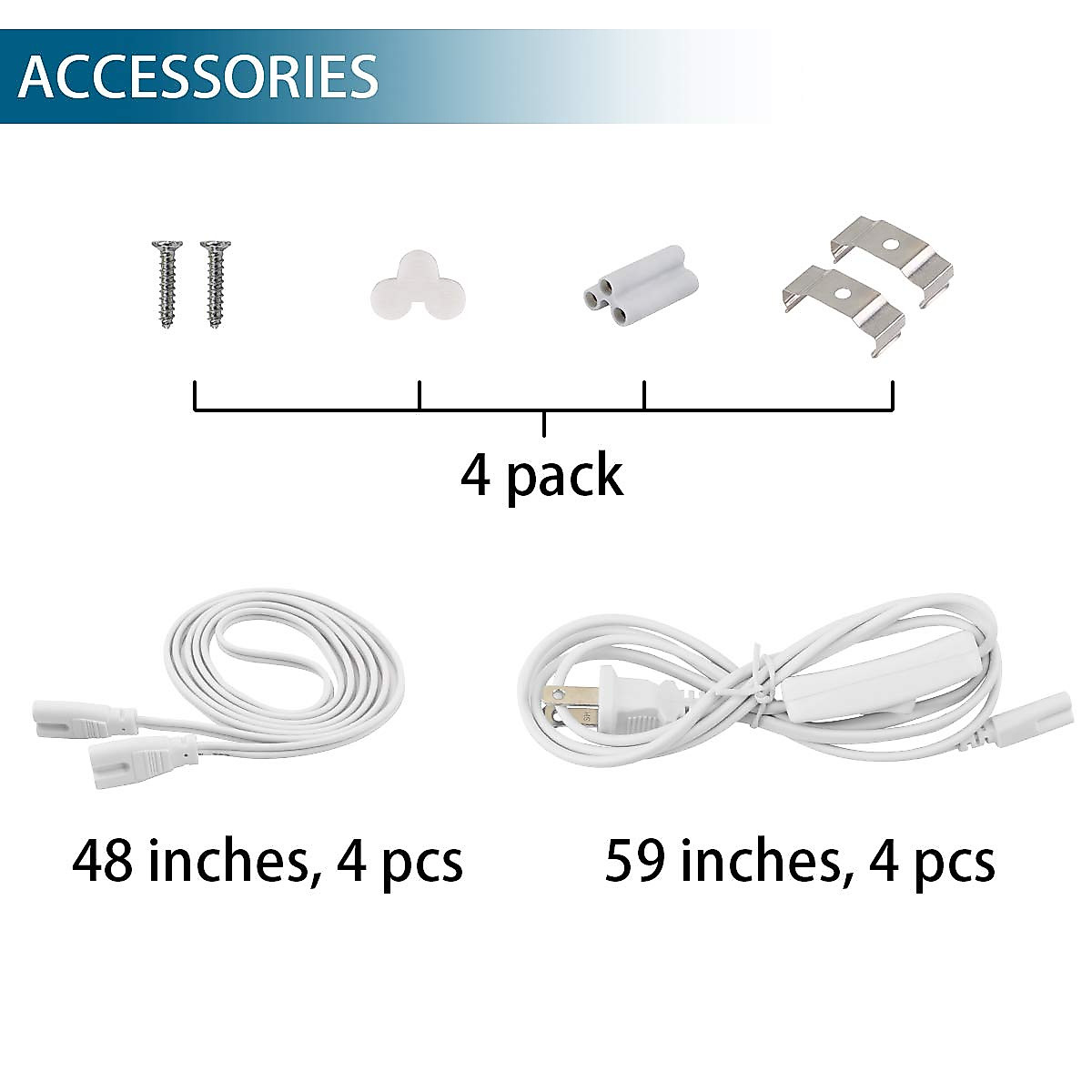 Barrina UV LED Blacklight Bar, 22W 4ft, T5 Integrated Bulb, Black Light Fixture for Blacklight Poster, Halloween Decorations and Christmas Party, Fun Atmosphere with Built-in on, Off Switch (4-Pack)