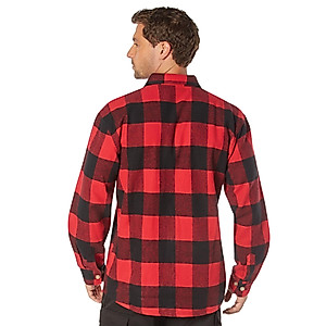 Rothco Buffalo Plaid Flannel Shirt - Rugged Comfortable and Warm Outdoor Shirt Jacket (US, Alpha, Large, Regular, Regular, Red Plaid)