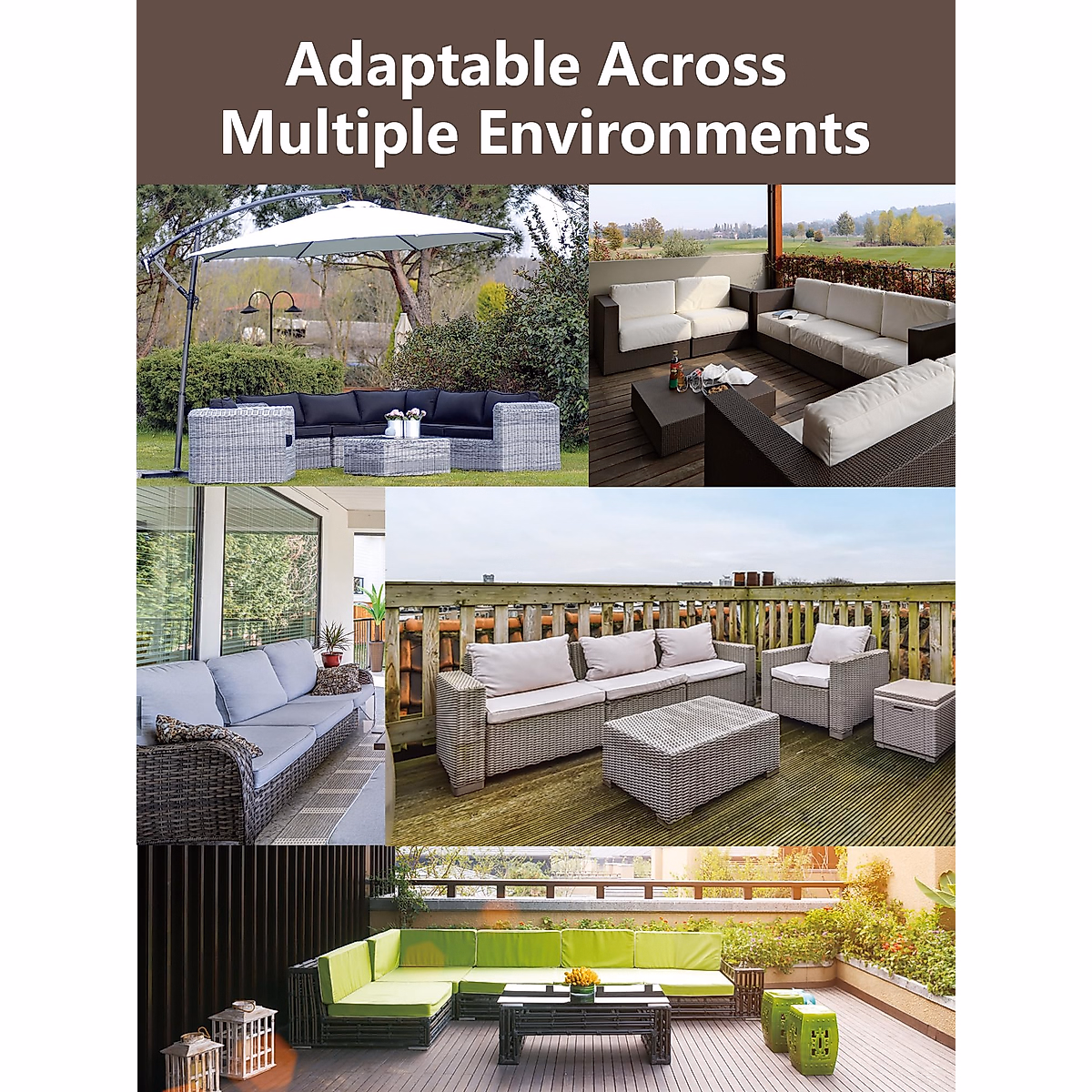 OmniBuy Premium 12 Pack Outdoor Seat Cushions - Custom Fit 6 Seat 7 Piece Wicker Rattan Patio Furniture - Upholstered Chair Replacement Covers (Burgundy)