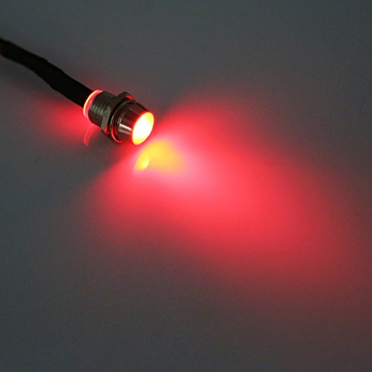 Haosie 4Pcs 12v Green LED Lights Indicator Lights, Flat Head Indicator Signal Lamp with 230mm Cable Length Metal LED Indicator Light for Car Trucks Boats(Red)